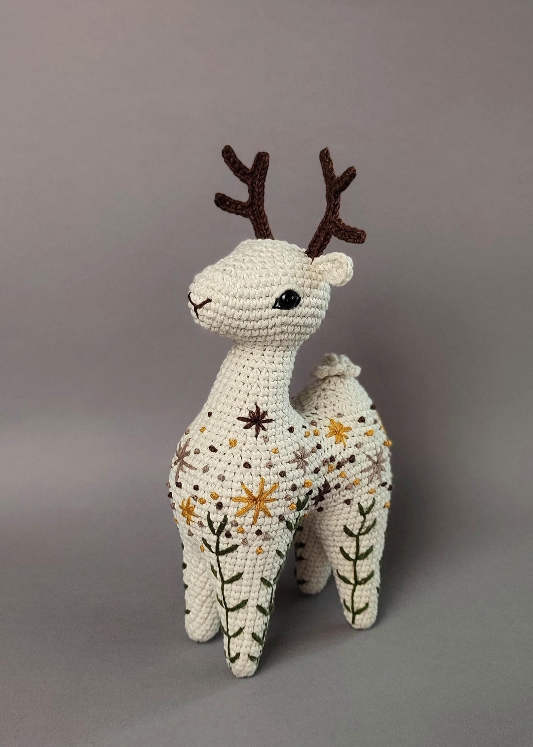 Crochet Deer Stuffed Animal: Embroidered Amigurumi Plush Toy - Etsy