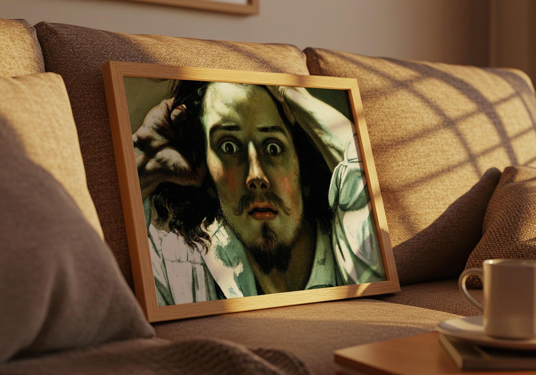 Gustave Courbet Print: the Desperate Man - Vintage Framed Wall Art - Etsy