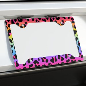 Neon Rainbow 90s Leopard Spots License Plate Frame, the Perfect Gift ...