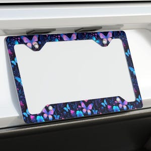 Beautiful Butterflies License Plate Frame, Colorful Purple Blue ...