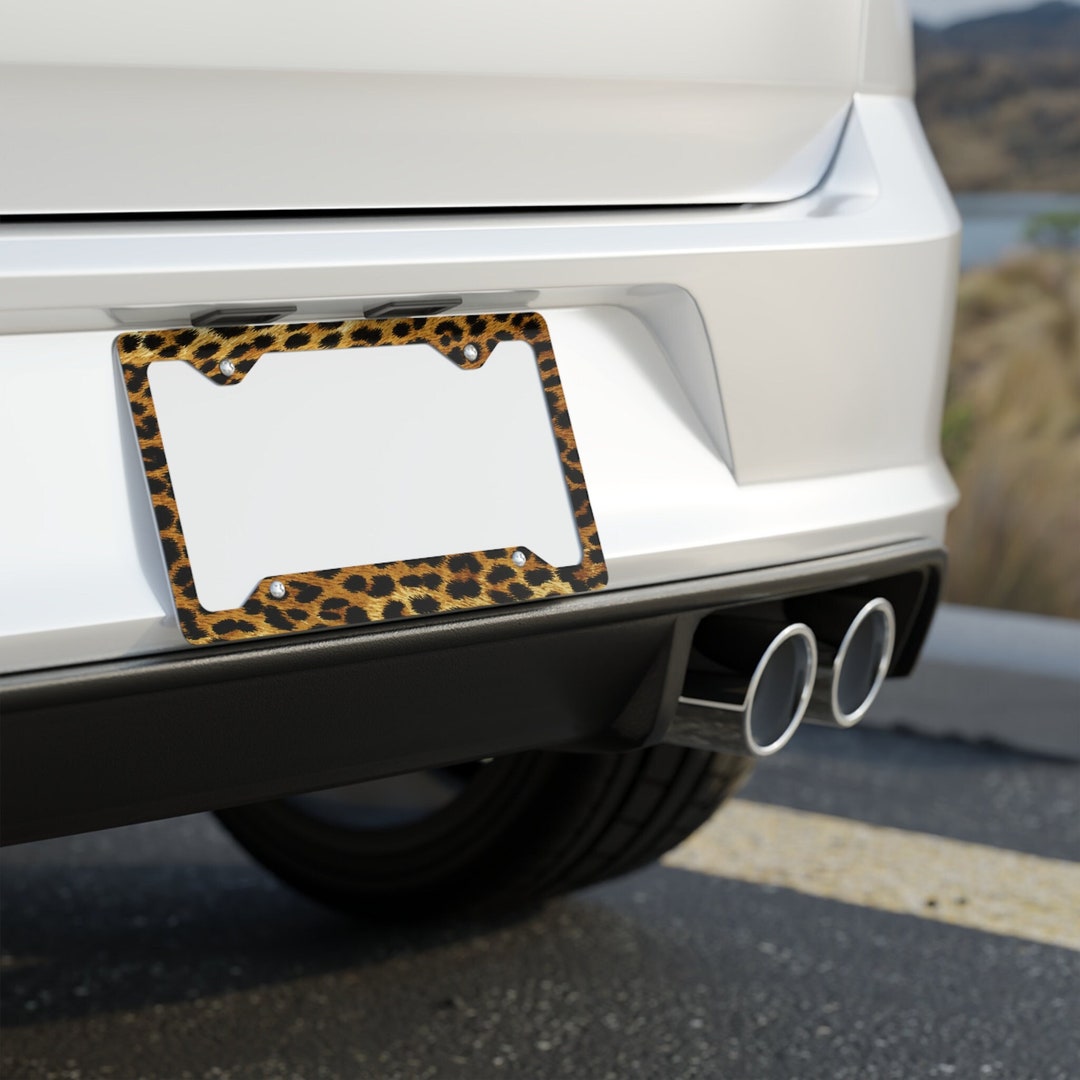 Leopard Print Metal License Plate Frame, Animal Spots Fierce Vanity ...