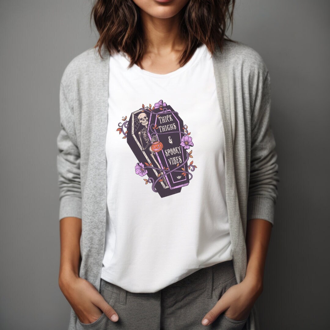 Halloween Spooky T-shirt // Thick Thighs and Spooky Vibes // Coffin ...