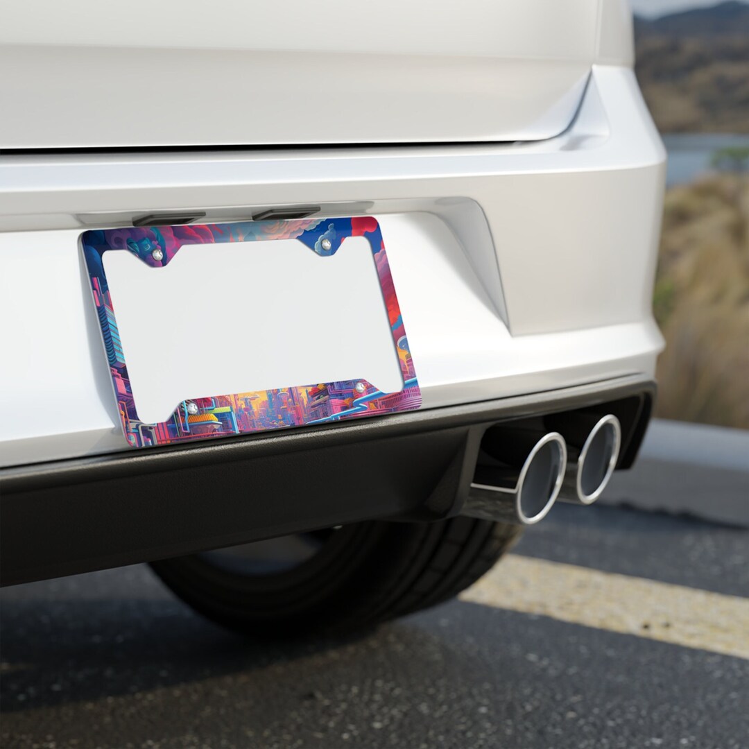 Dystopian Fantasy Metal License Plate Frame // Colorful Anime Cartoon ...