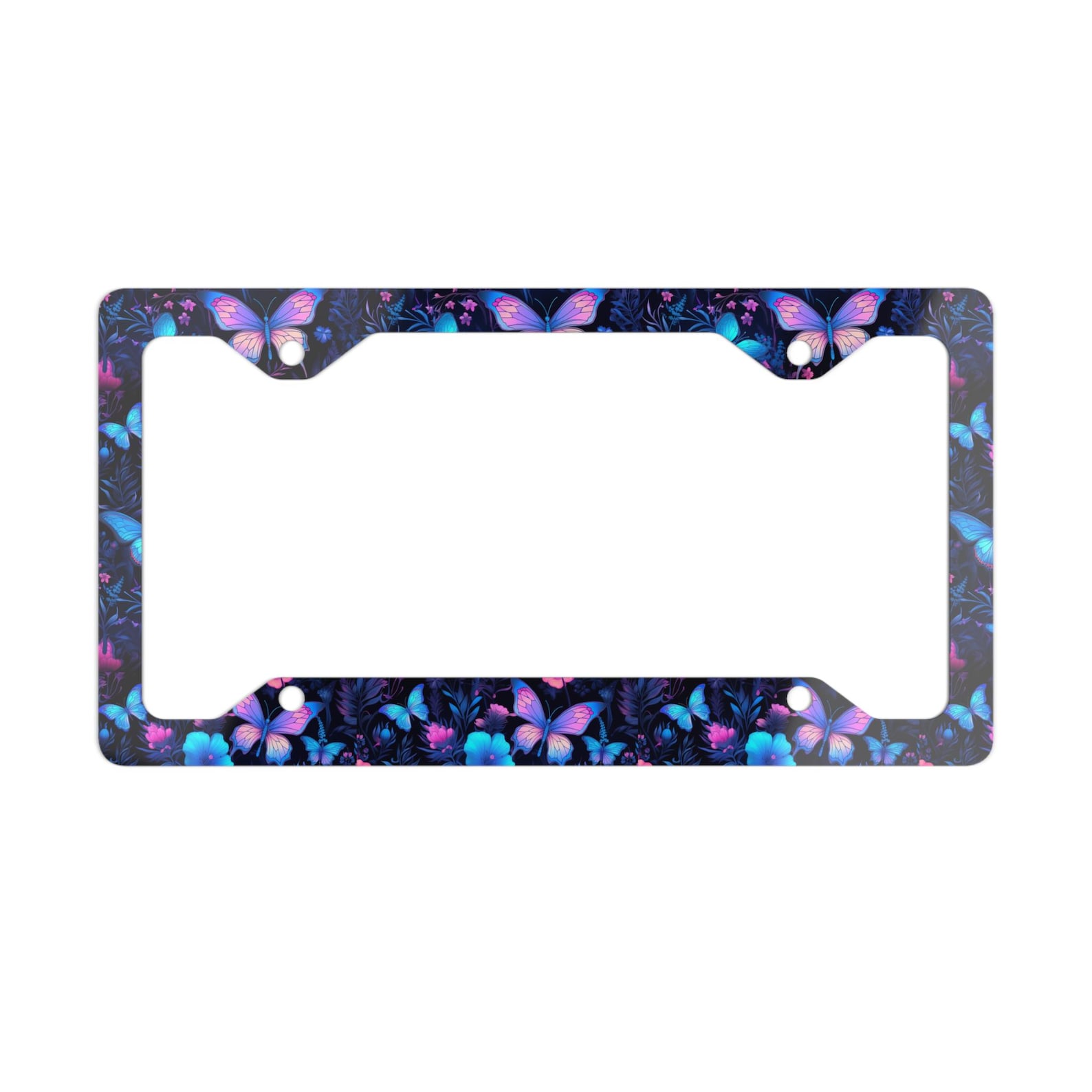 Beautiful Butterflies License Plate Frame, Colorful Purple Blue ...