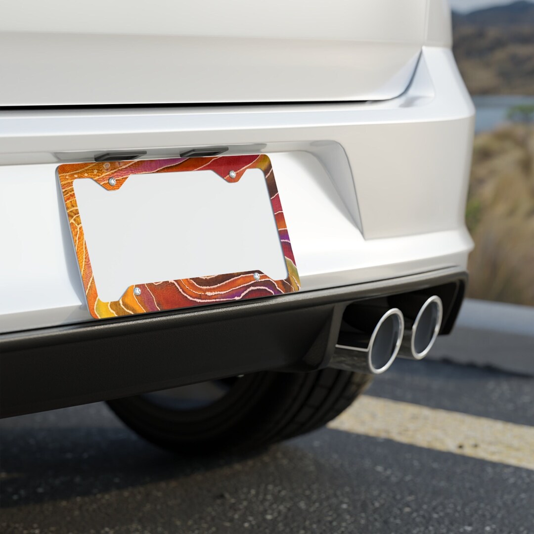 Retro License Plate Frame // Wavy Vibrant Colors Butterfly Wing ...
