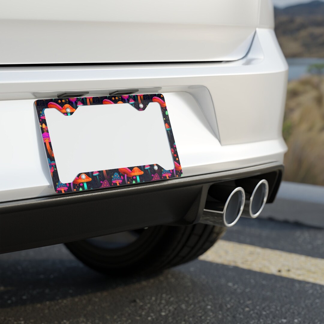 Fantasy Mushrooms Metal License Plate Frame, SLIM ALUMINUM, Cottagecore ...