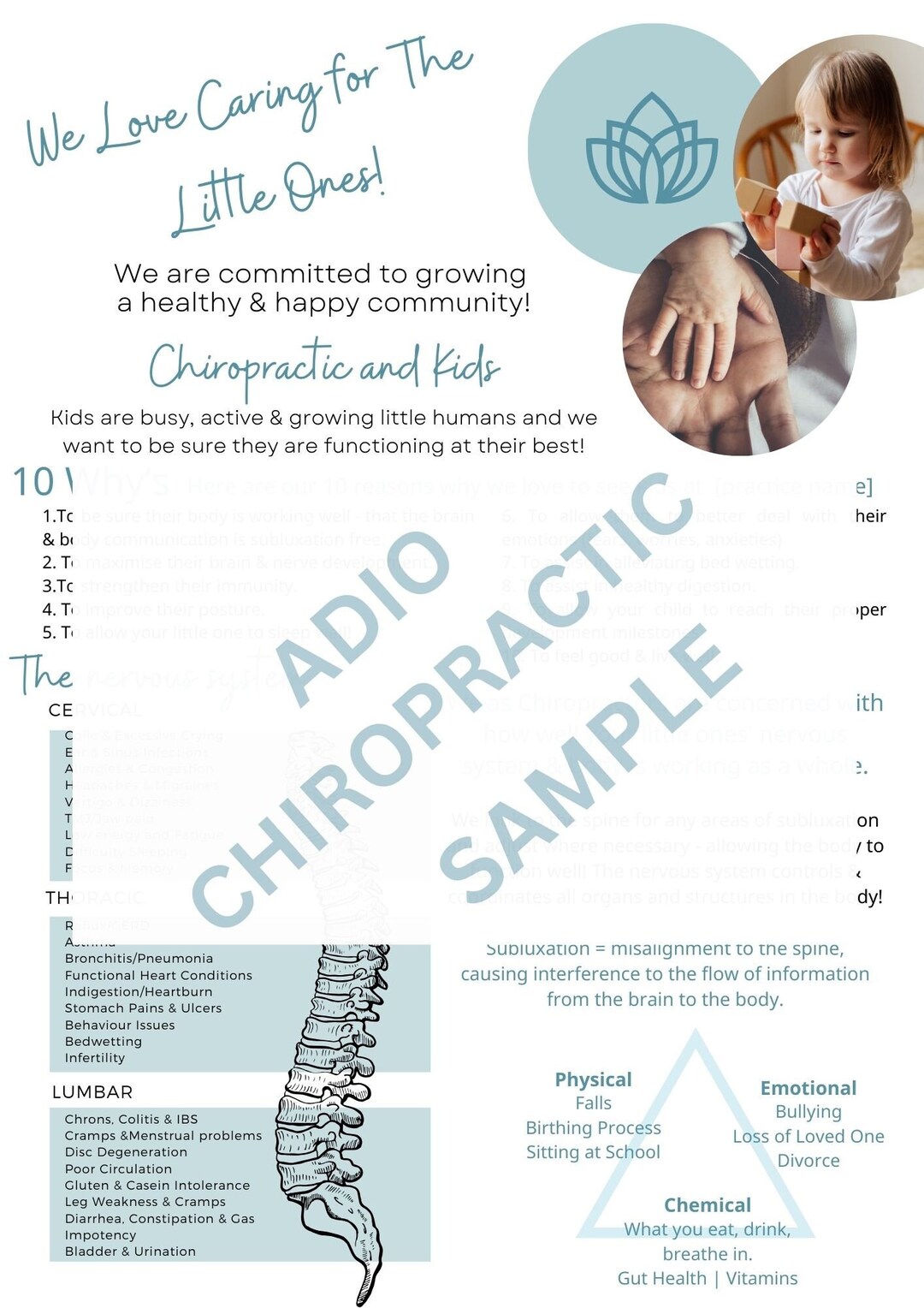 Pediatric Chirorpactic Handout/rof Folder Canva Template - Etsy
