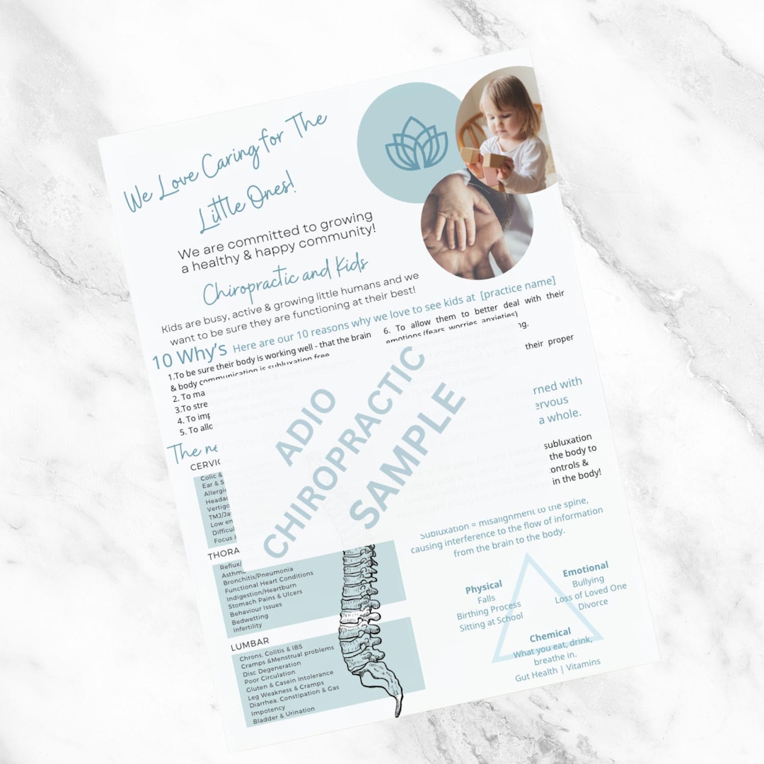 Pediatric Chirorpactic Handout/rof Folder Canva Template - Etsy