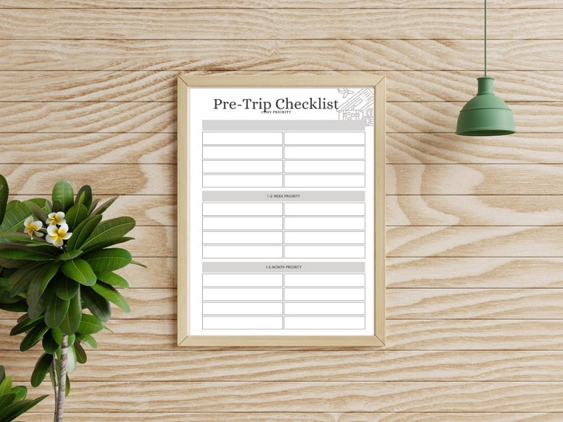 Pre-trip Checklist Travel Planner Printable , Travel Organizer, Trip ...