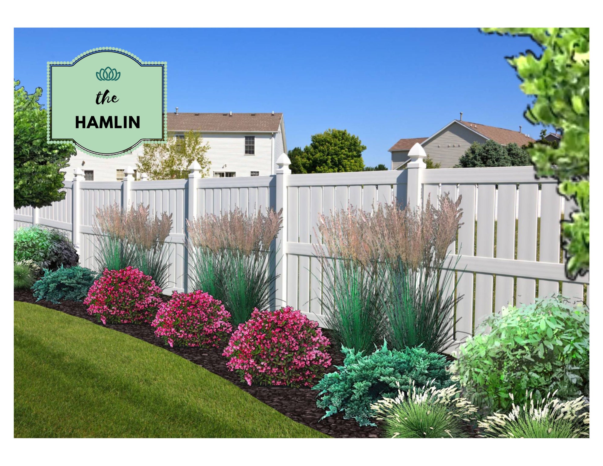 The Hamlin Low-maintenance, Back Border Landscape Design Front Beds ...
