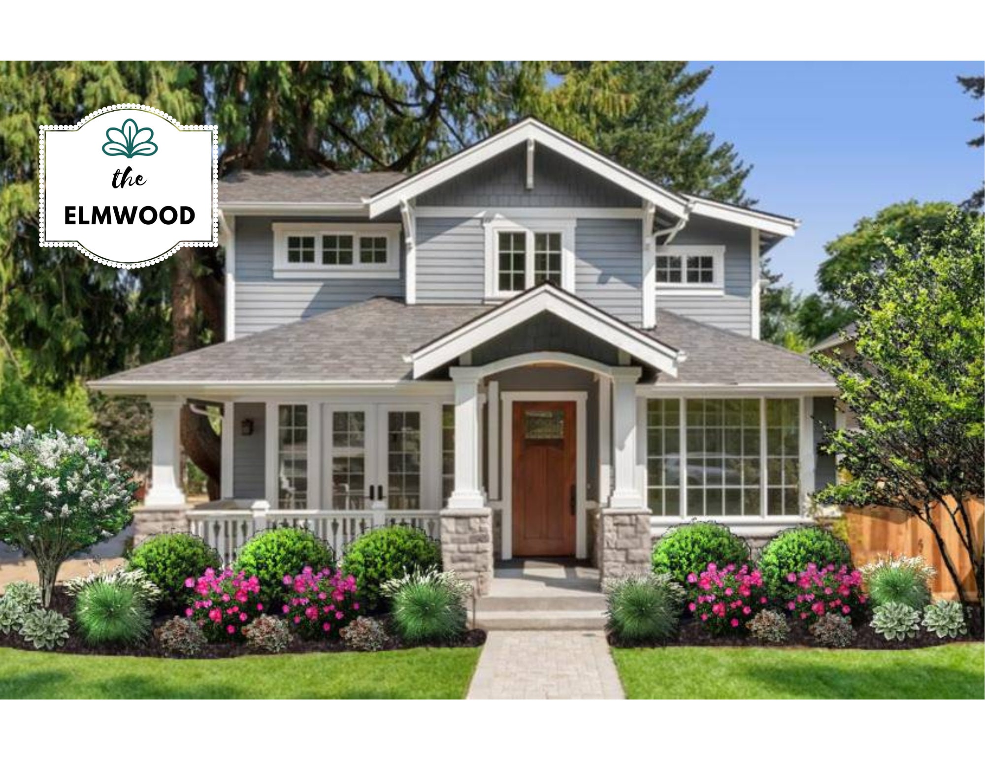 The Elmwood - Elegant Front Garden Design | Customizable Landscape ...