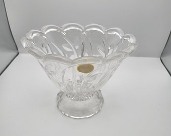 Vintage Crystal Vase Scalloped Edge French Style Lead Crystal Flower ...