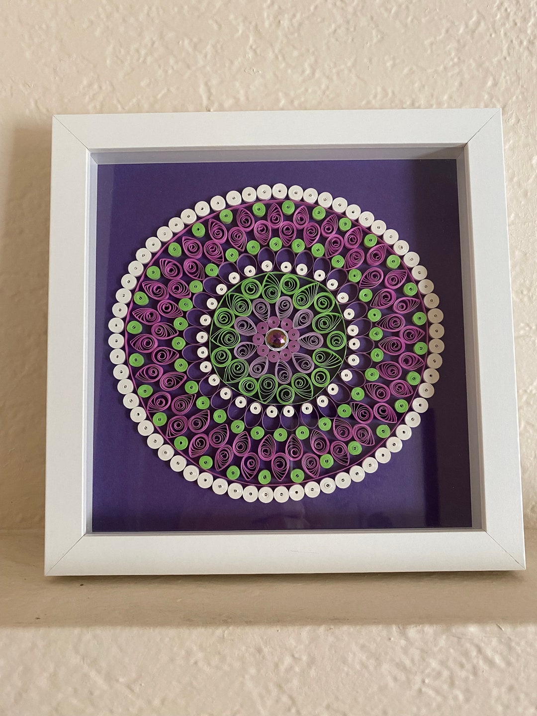 Quilled Mandala in 8 X 8 White Glass Frame - Etsy