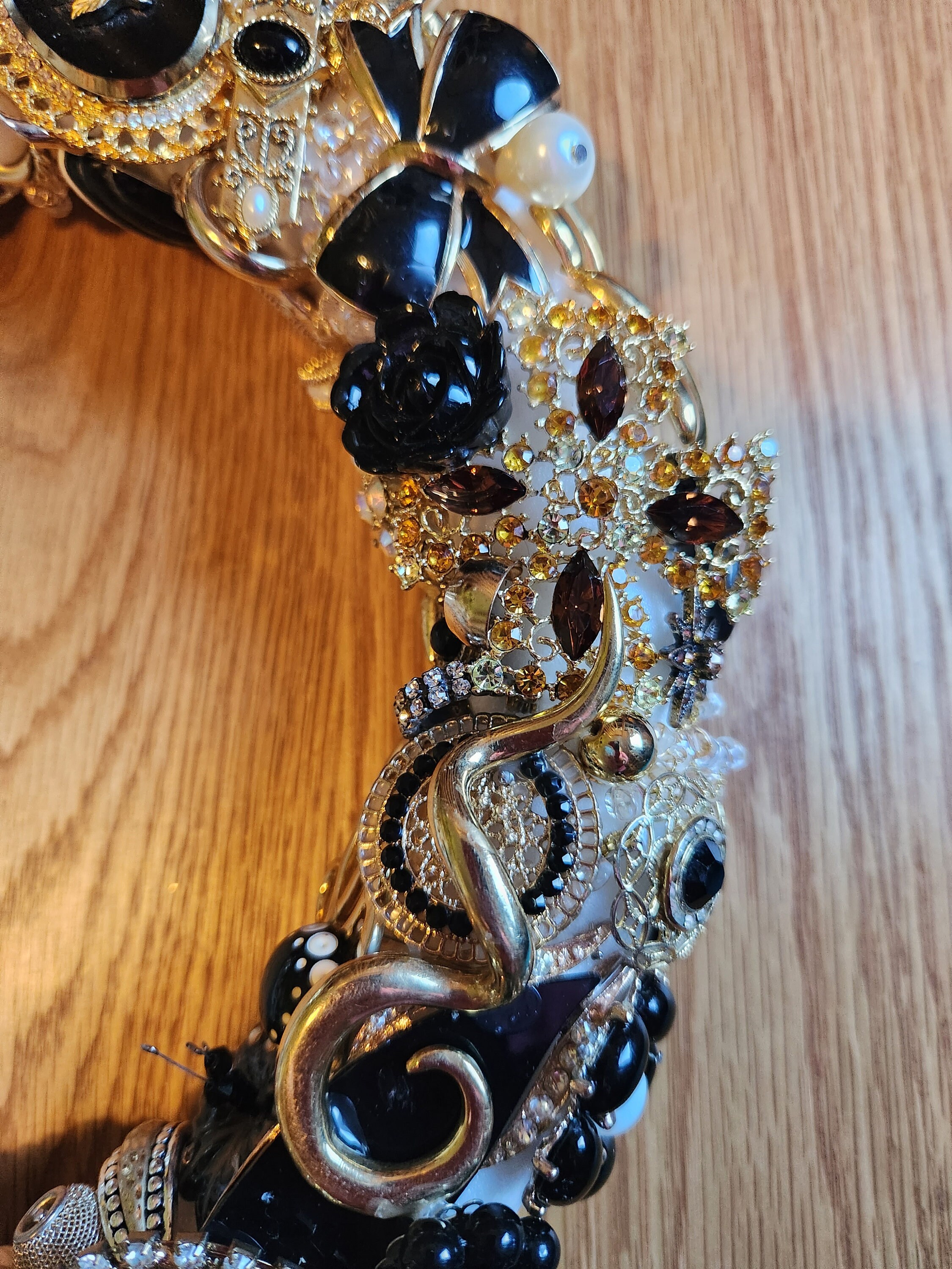 Jeweled Black Gold Pearl Wreath - Etsy