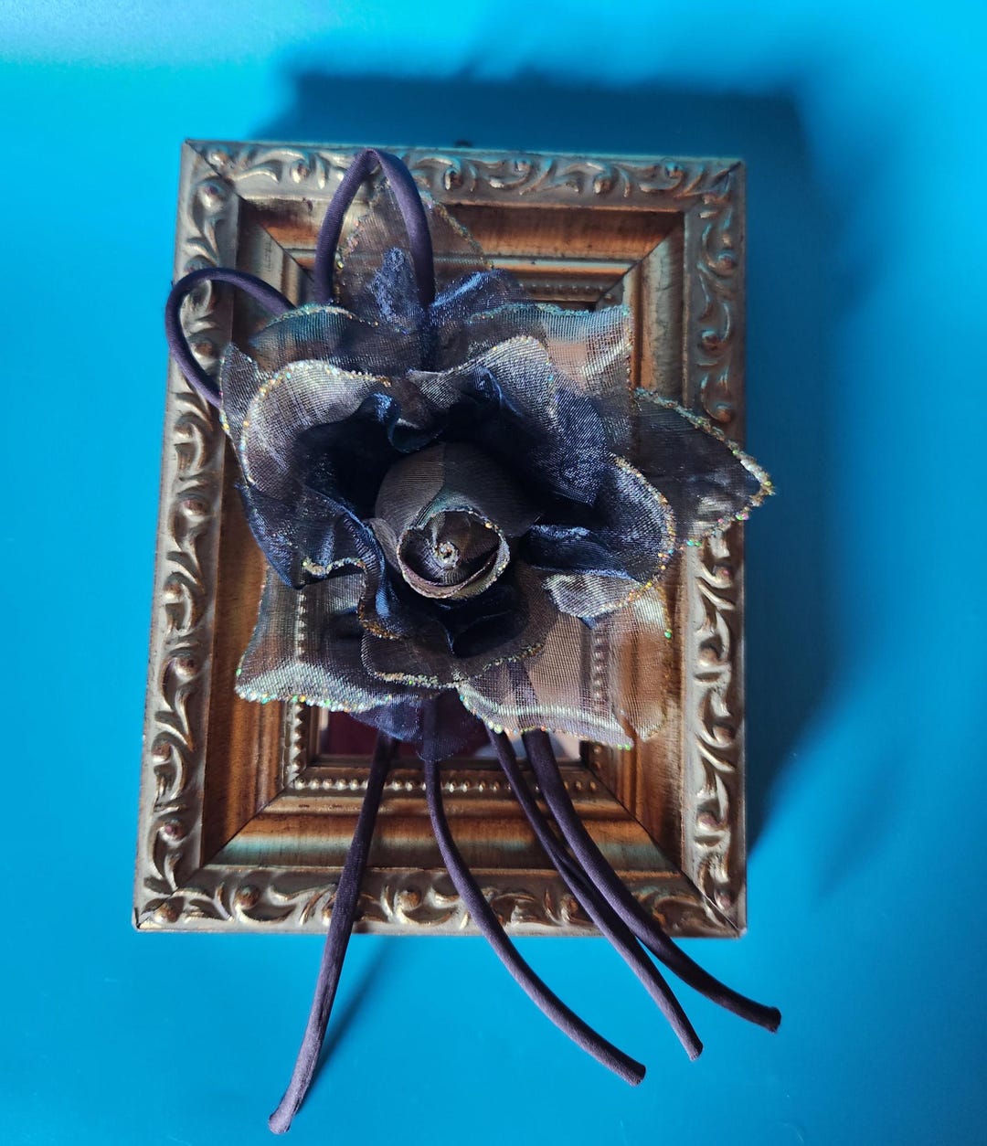 Gold Framed Mirror With Dark Rose - Etsy