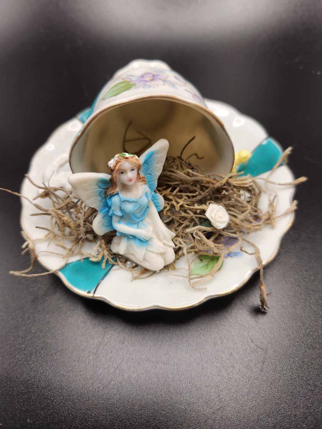 Mini Vintage Teacup Fairy With Turtle - Etsy