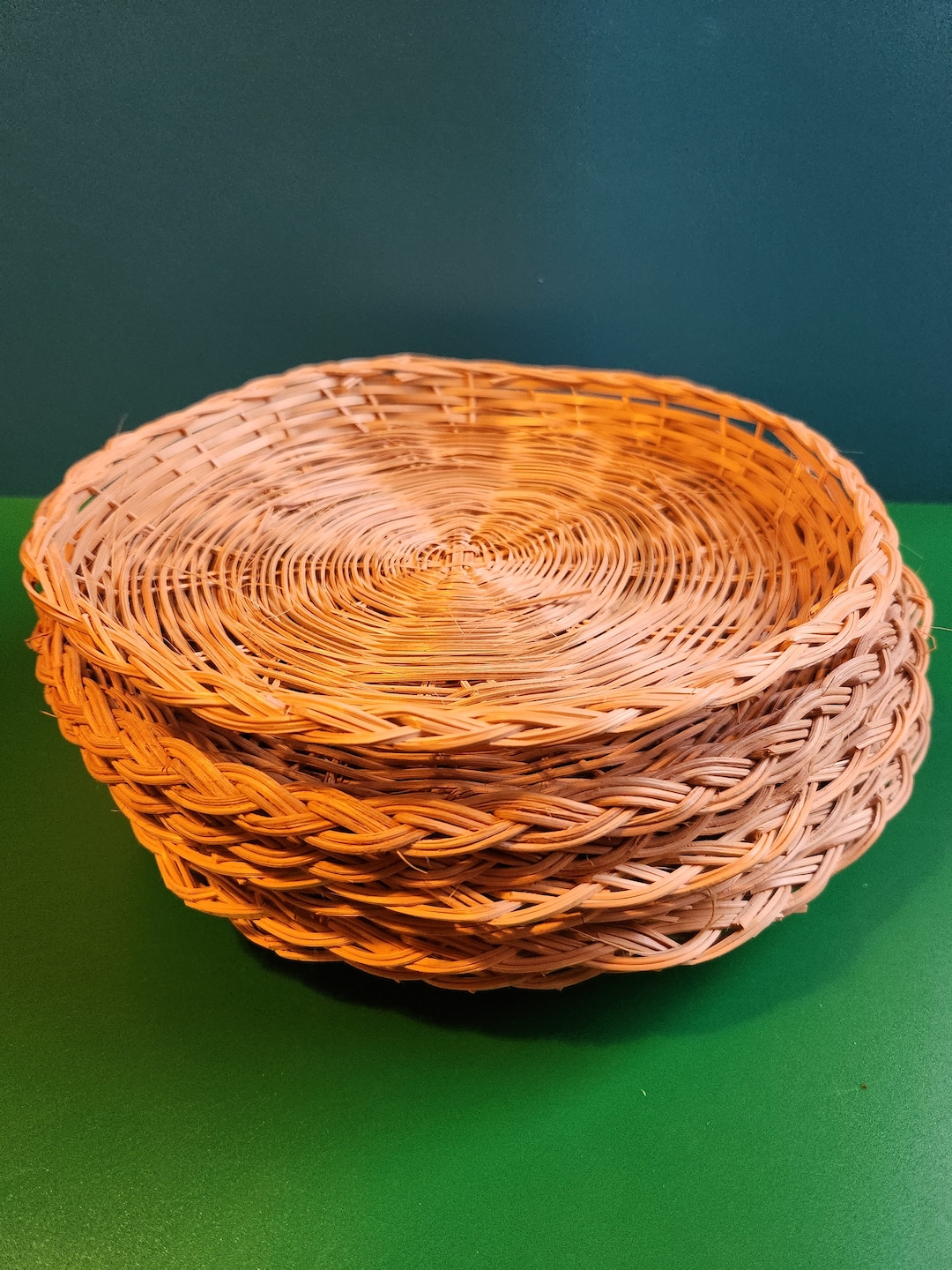 Rattan Paper Plate Holders Vintage Set of 8 - Etsy