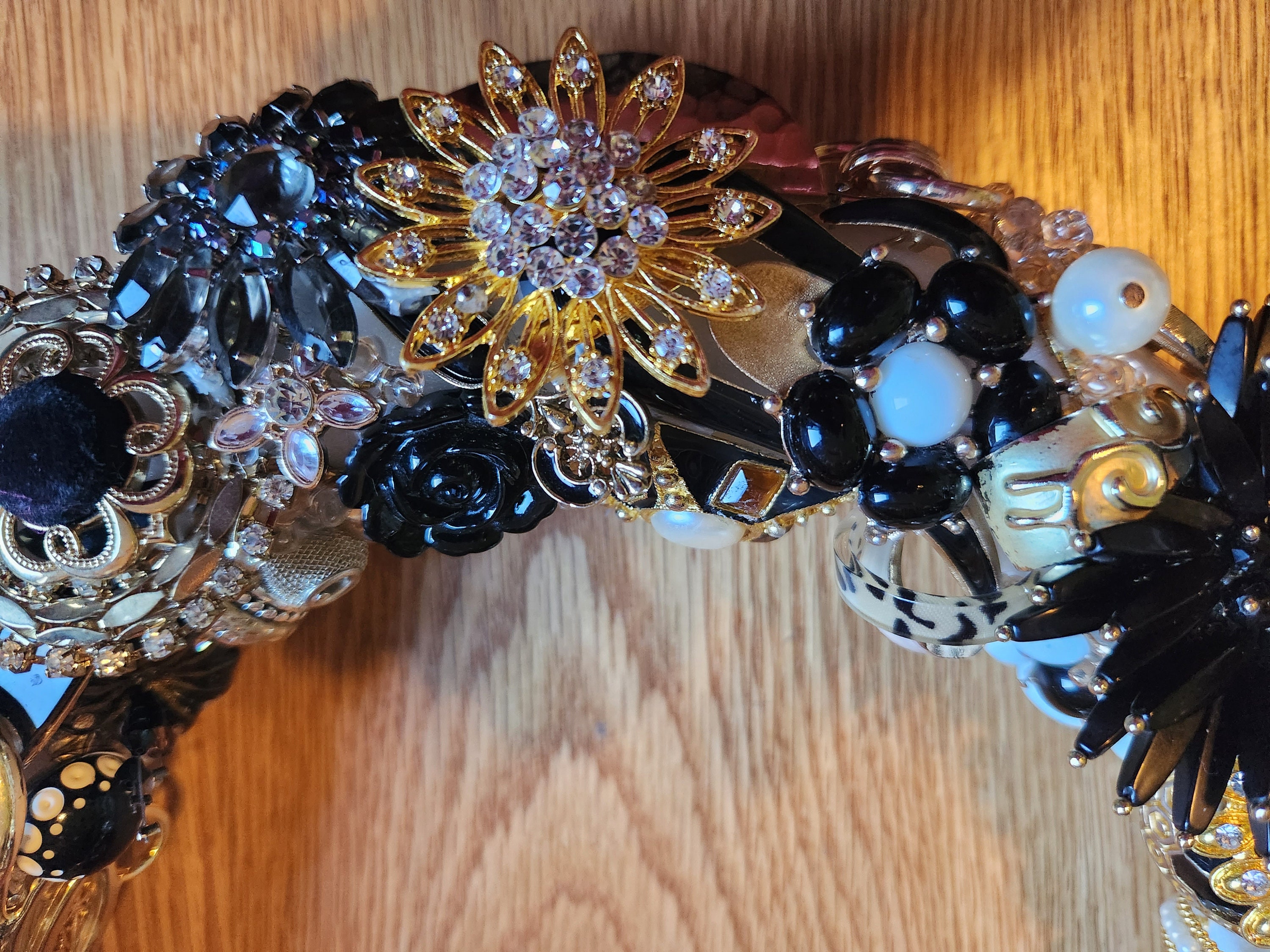 Jeweled Black Gold Pearl Wreath - Etsy