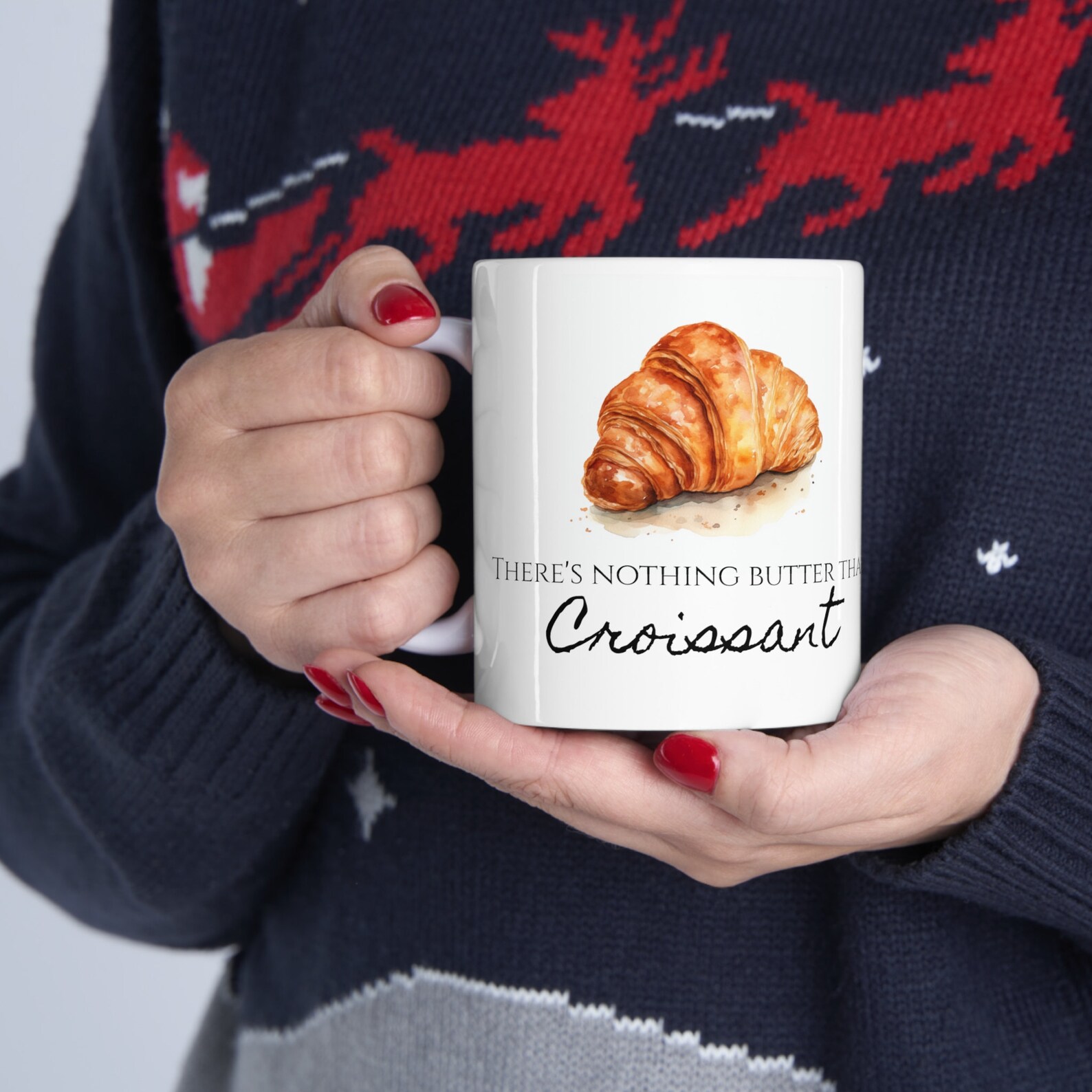 Croissant Lover's Ceramic Mug - There's Nothing Butter - Etsy