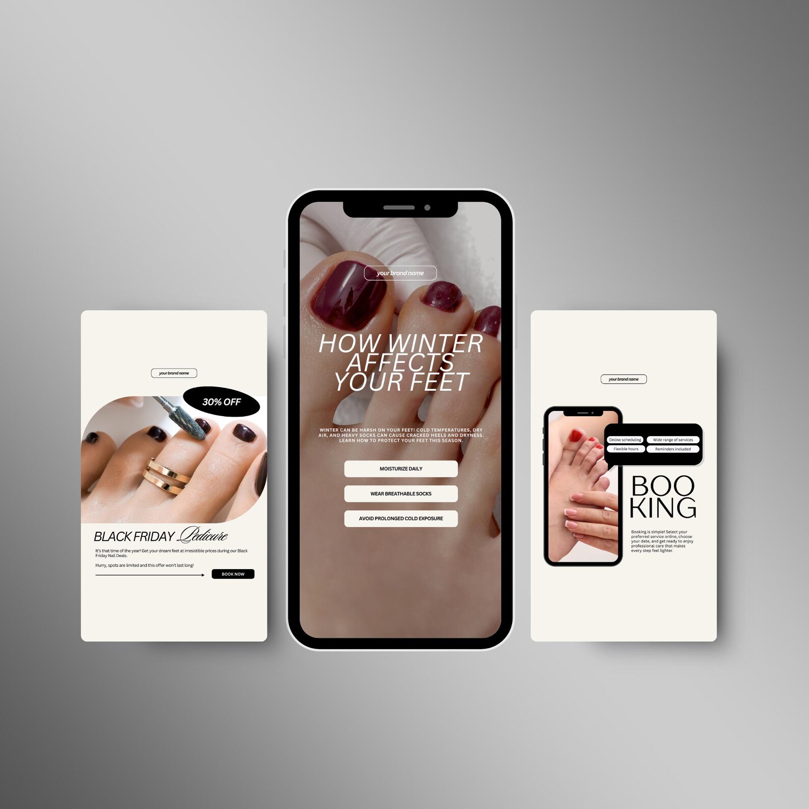 Pedicure Instagram Post Templates, Podiatrist Social Media Content ...