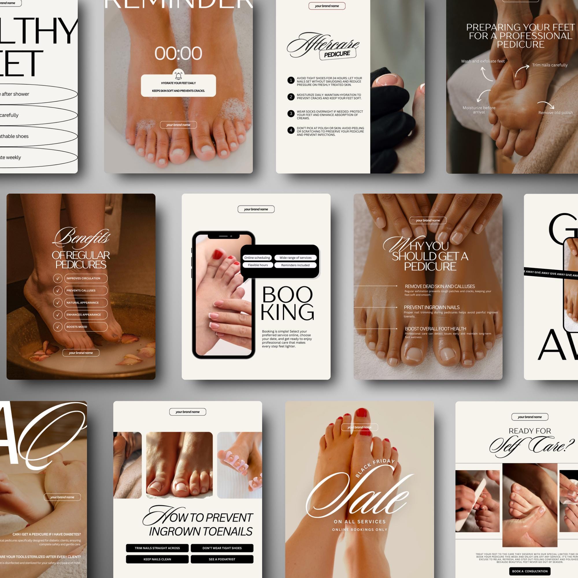Pedicure Instagram Post Templates, Podiatrist Social Media Content ...