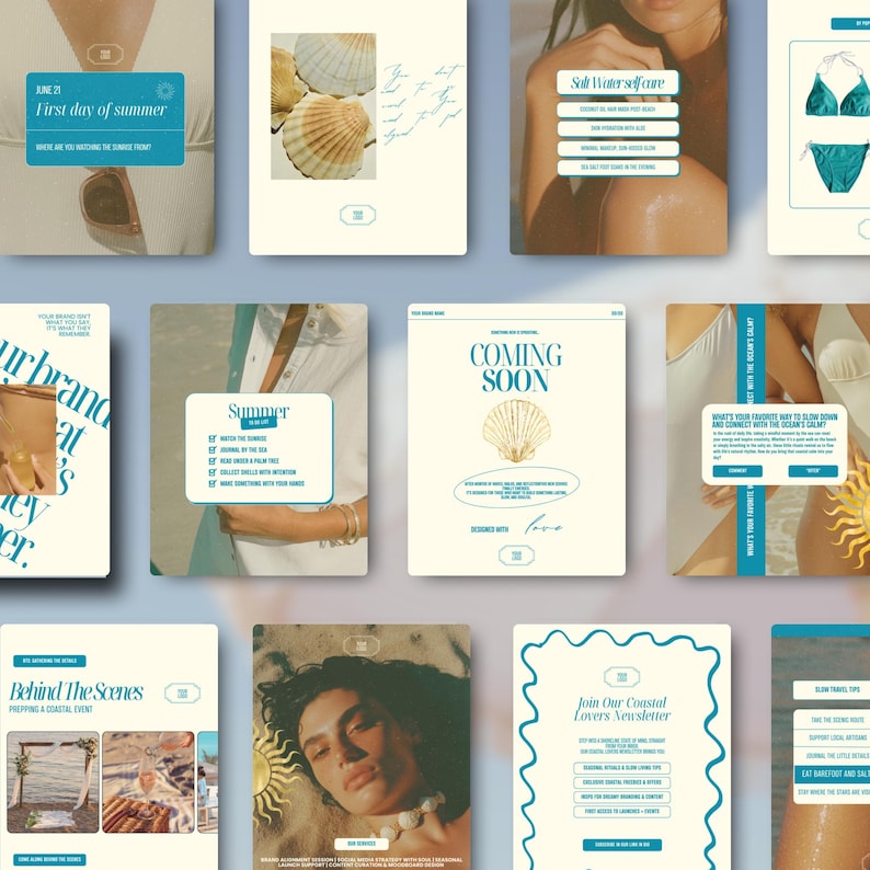 Summer Beach Instagram Post Canva Templates, Coastal Branding (digital ...