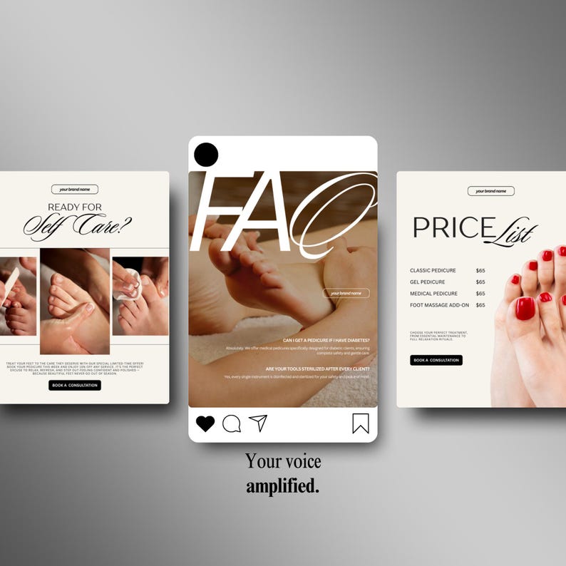 Pedicure Instagram Post Templates, Podiatrist Social Media Content ...