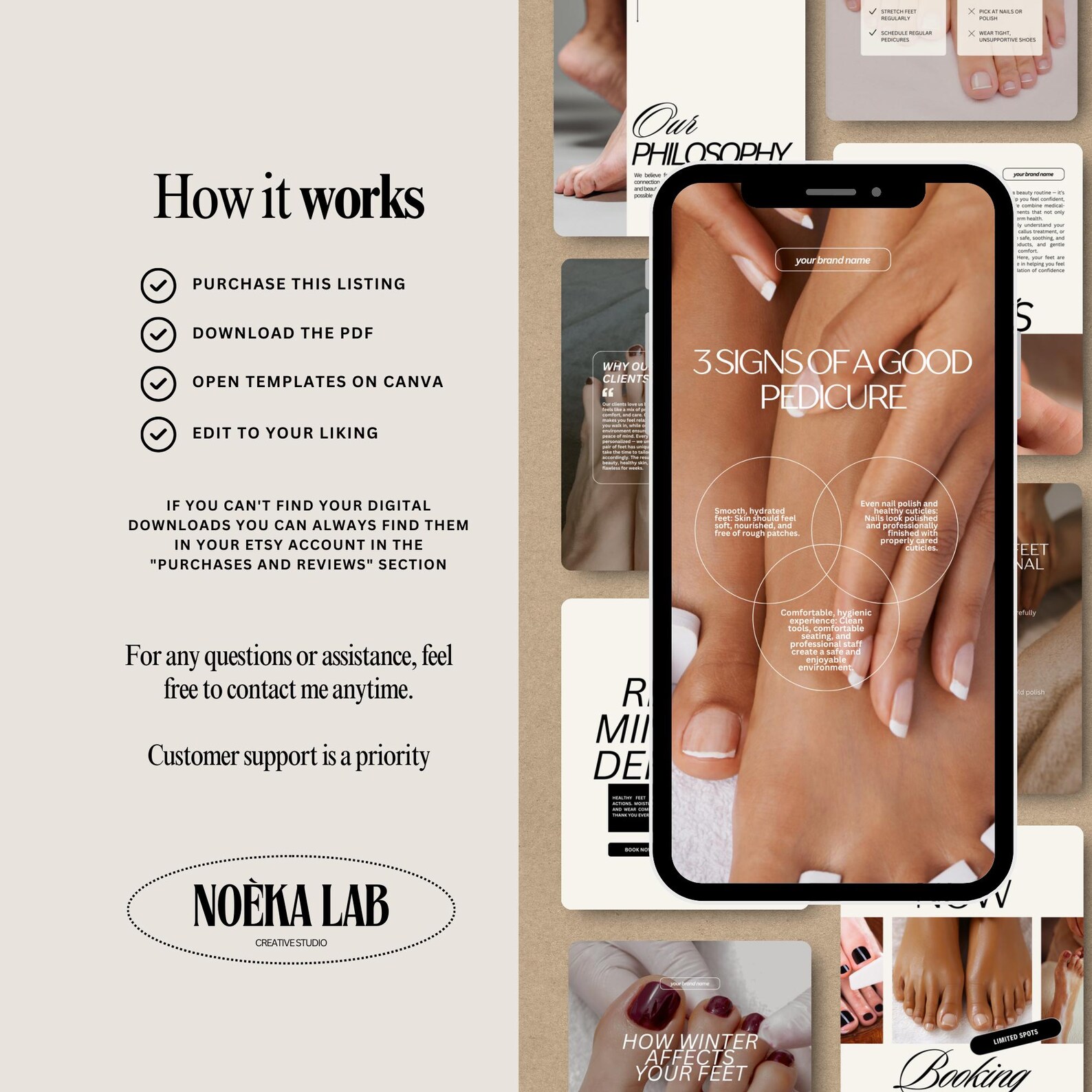 Pedicure Instagram Post Templates, Podiatrist Social Media Content ...