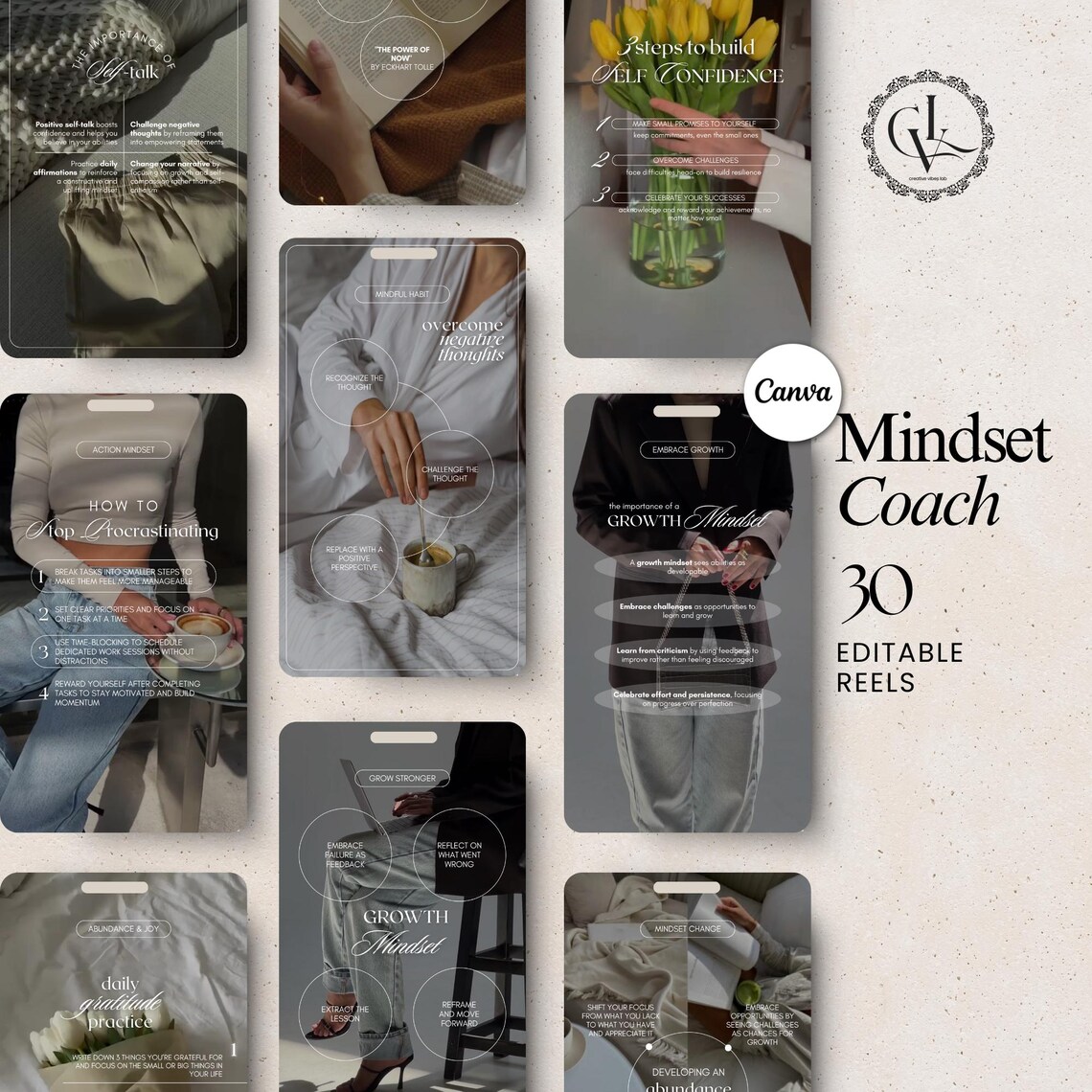 Mindset Coach Instagram Reels Templates: Faceless, Editable (digital ...