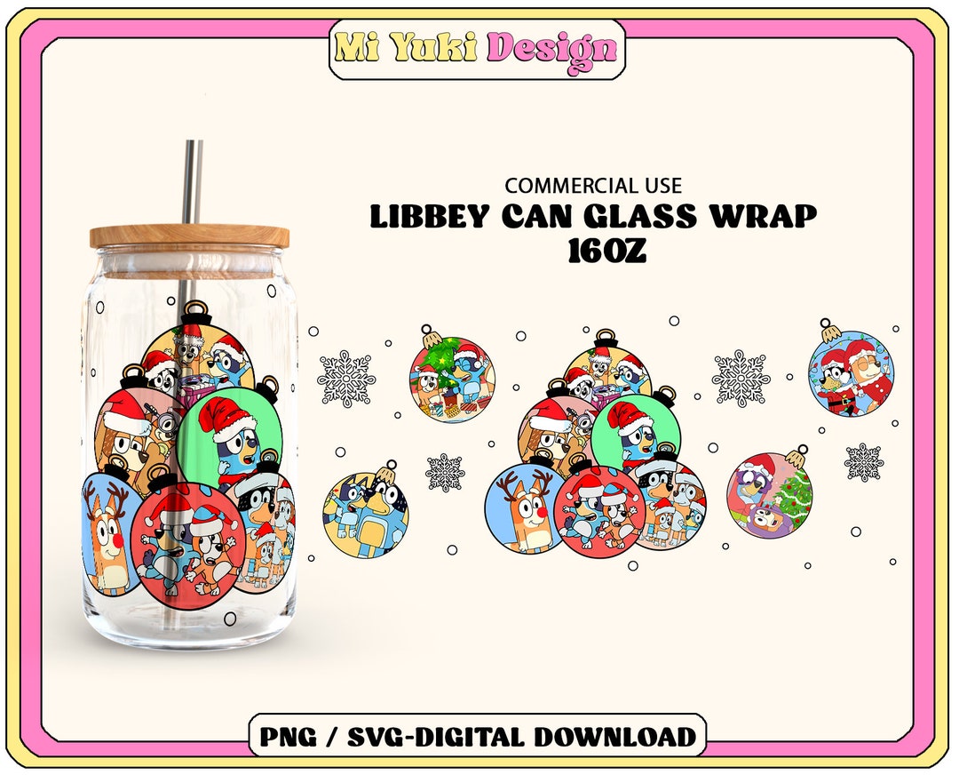 Bluey Can Wrap 16 Oz Libbey Can Glass Wrap Bluey Svg Bluey Png - Etsy