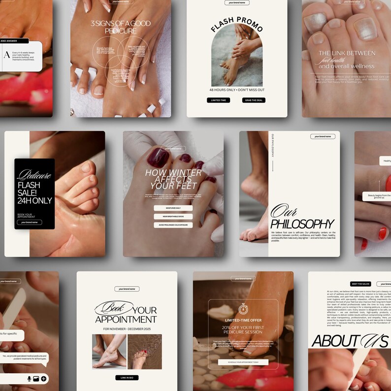 Pedicure Instagram Post Templates, Podiatrist Social Media Content ...