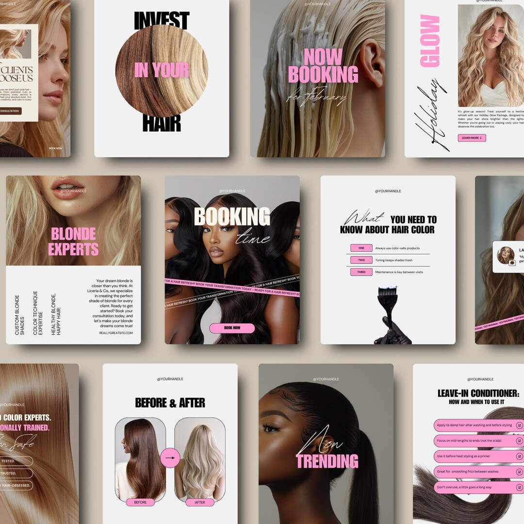 Hair Salon Instagram Post Templates, Luxury Hairstylist Social Media ...