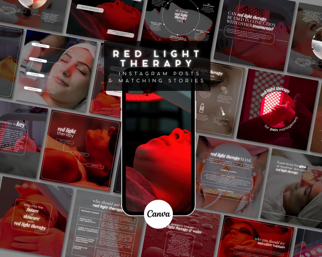 Red Light Therapy Instagram Templates Skincare Red Light Post ...