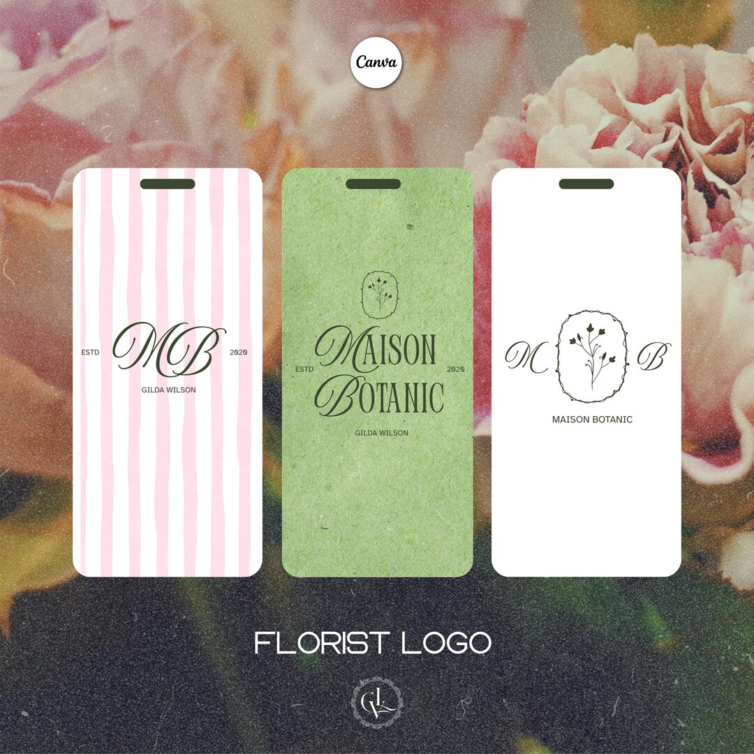 Florist Logo Design, Luxury Botanic Branding - Canva Editable - Etsy