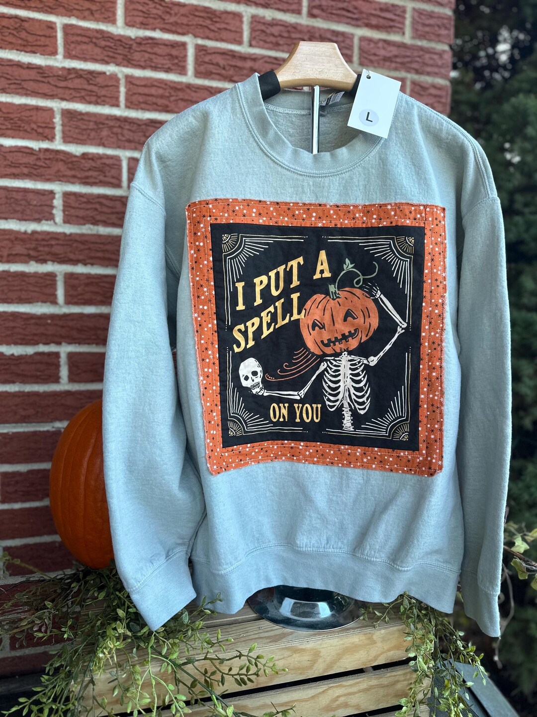 Vintage Halloween Skeleton Quilt Block Handmade Quilted Sweatshirt - Etsy