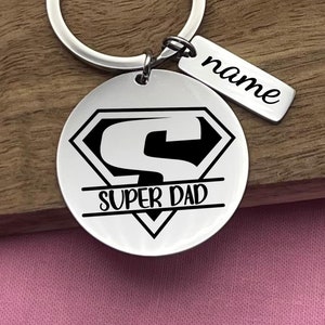 Custom Super Dad Stainless Steel Keychain - Personalized Gift for ...