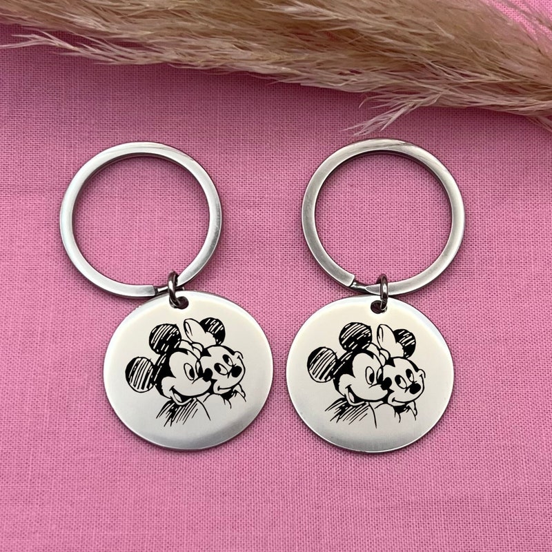 Mickey and Minnie Keychains - Etsy