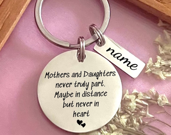 Engraved Stainless Steel Mother Daughter Keychain: Long Distance Gift ...
