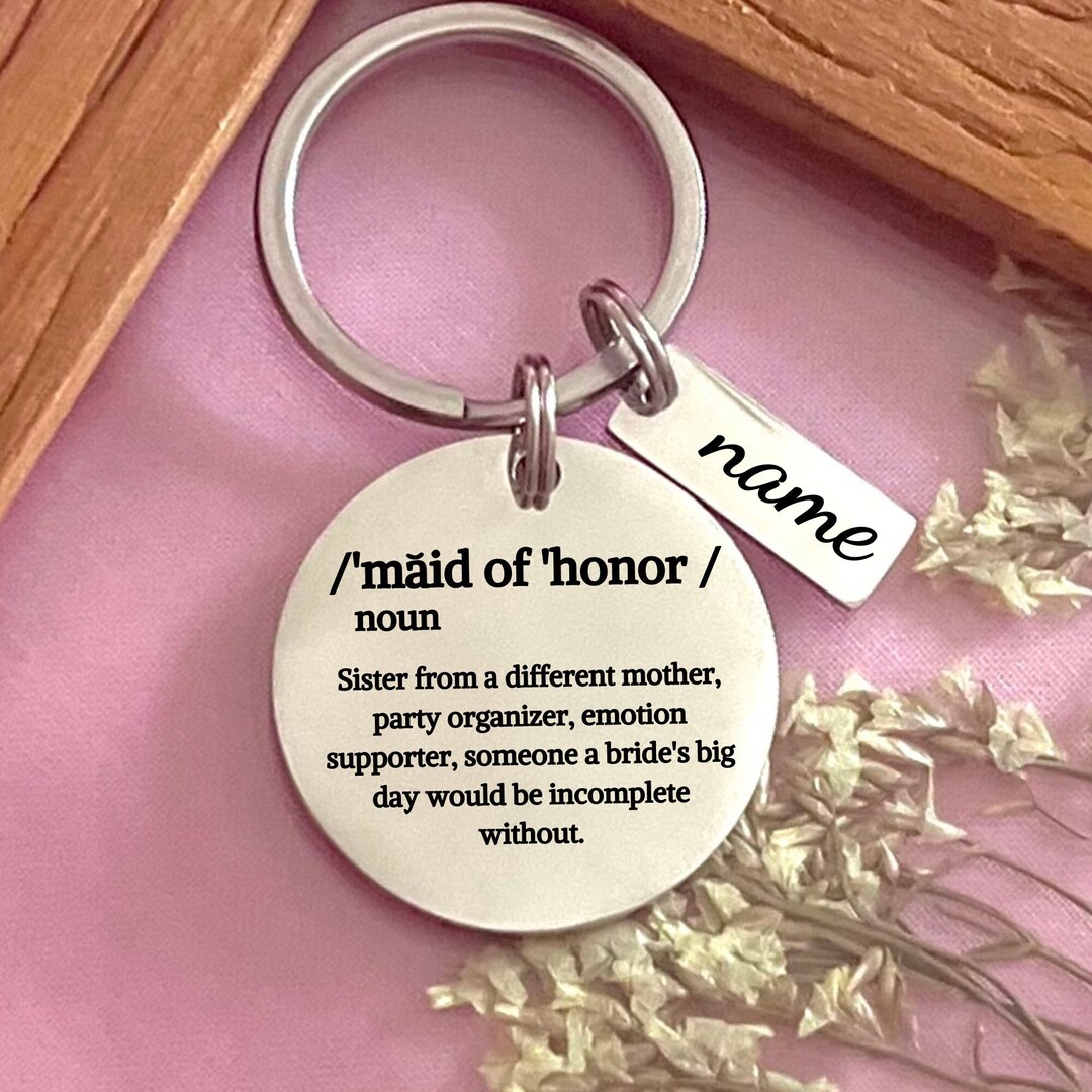 Personalized Maid of Honor Stainless Steel Keychain - Custom Gift for ...
