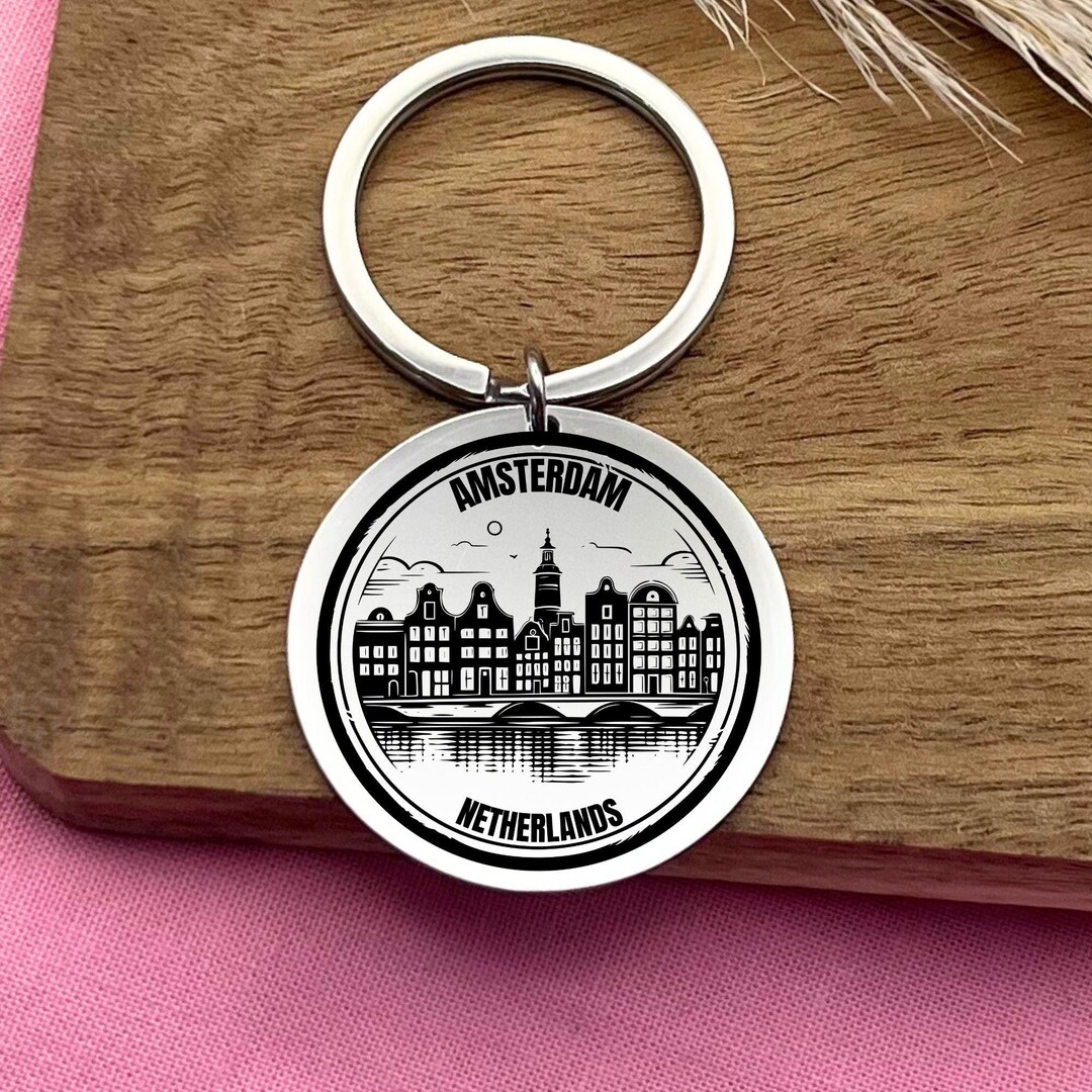 Personalized Amsterdam Stainless Steel Keychain: Custom Souvenir Gift ...