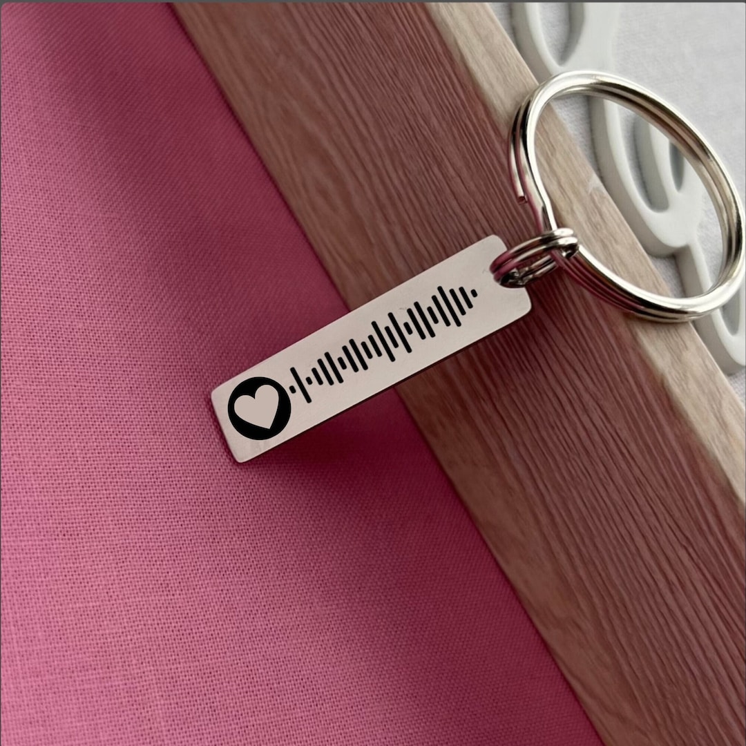 Personalized Music Code Keychain: Stainless Steel Custom Song Gift - Etsy