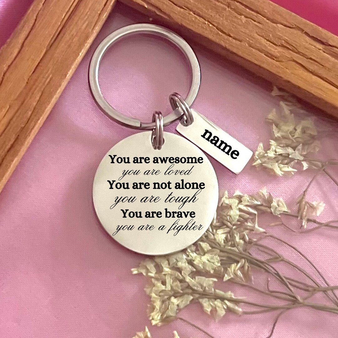 Custom Empowering Positive Message Stainless Steel Keychain ...