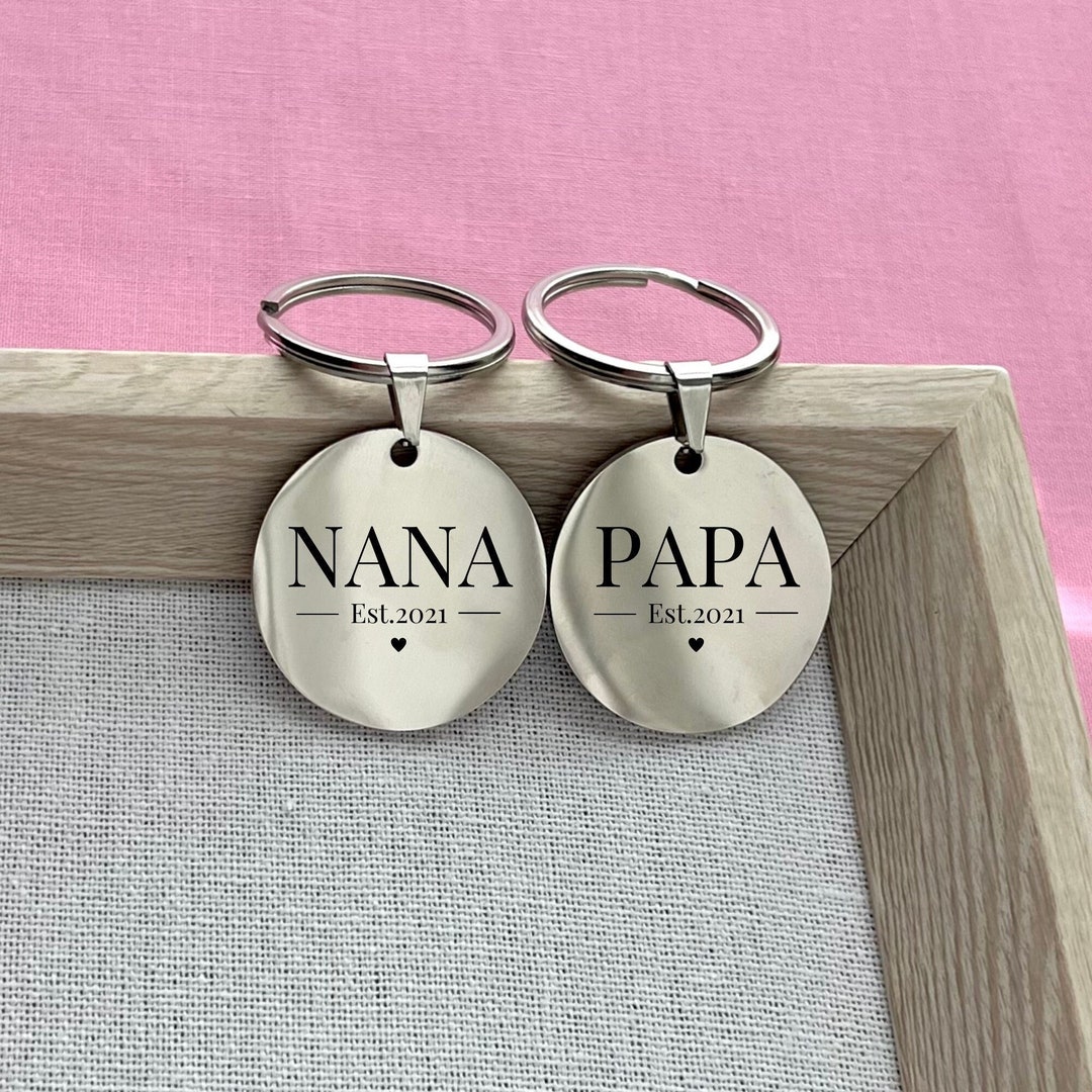 Personalized Nana Papa Keychain: Stainless Steel Grandparent Gift - Etsy