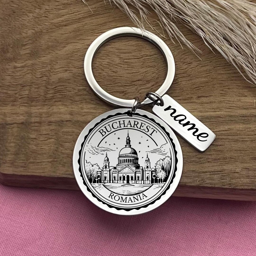 Personalized Bucharest Stainless Steel Keychain: Romania Souvenir Gift ...