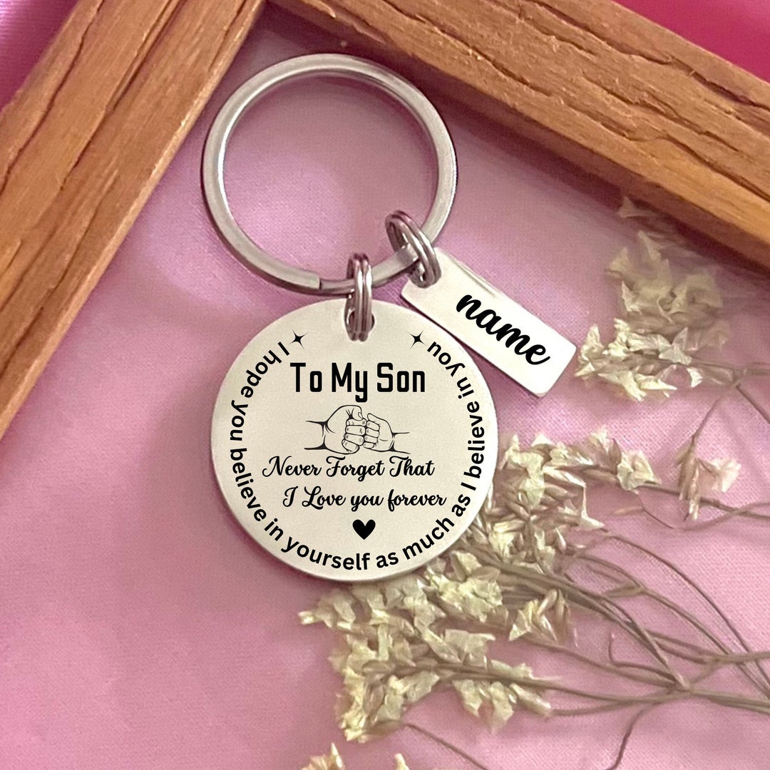 Personalized to My Son Keychain: Father Son Fist Bump, Stainless Steel ...