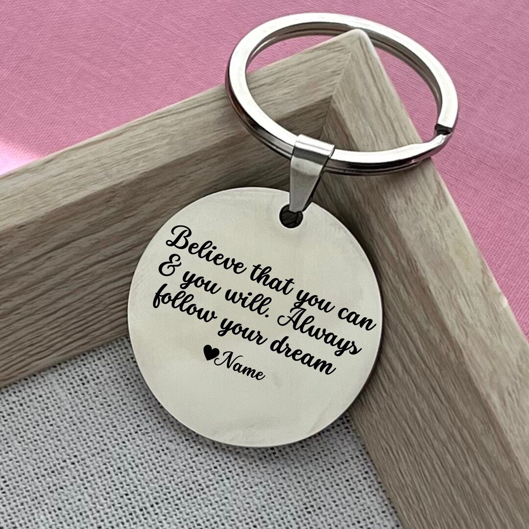 Custom Always Follow Your Dream Stainless Steel Keychain - Personalized ...