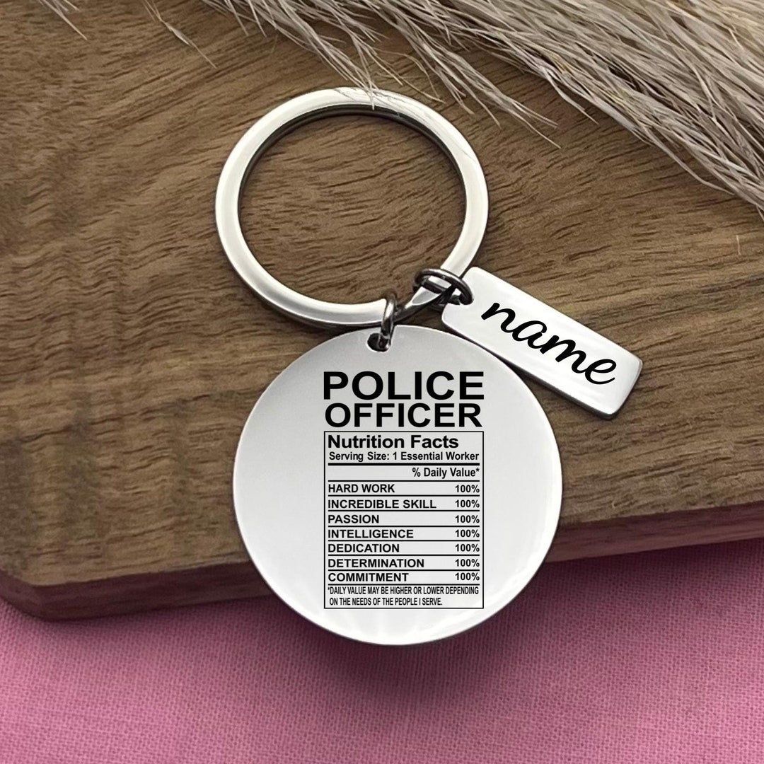 Custom Police Officer Keychain: Funny Stainless Steel Profession ...