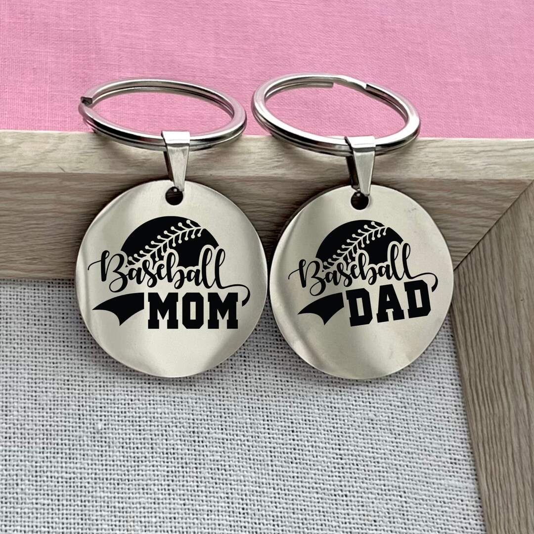 Custom Baseball Mom Dad Stainless Steel Keychain - Personalized ...