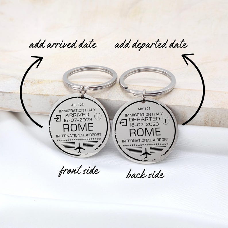 Personalized Rome Passport Stamp Stainless Steel Keychain, Rome ...