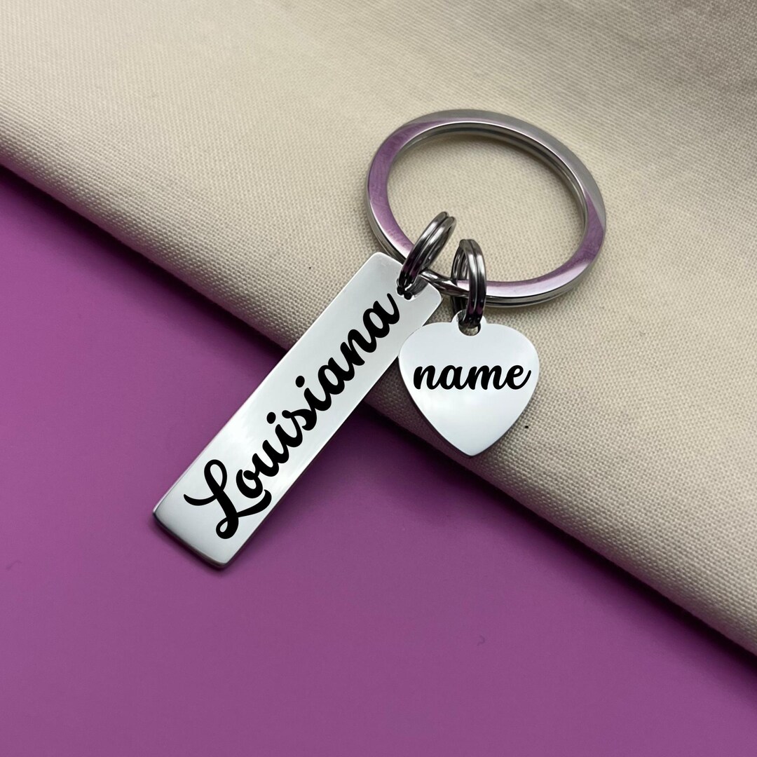 Custom Louisiana Love Stainless Steel Keychain - Personalized Louisiana ...